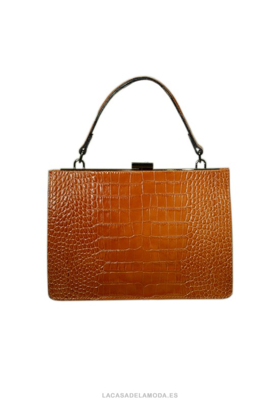 Bolso de piel color teja